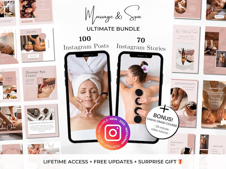 Buy 170 Massage & Spa Instagram Posts, Stories BUNDLE - Massage ...