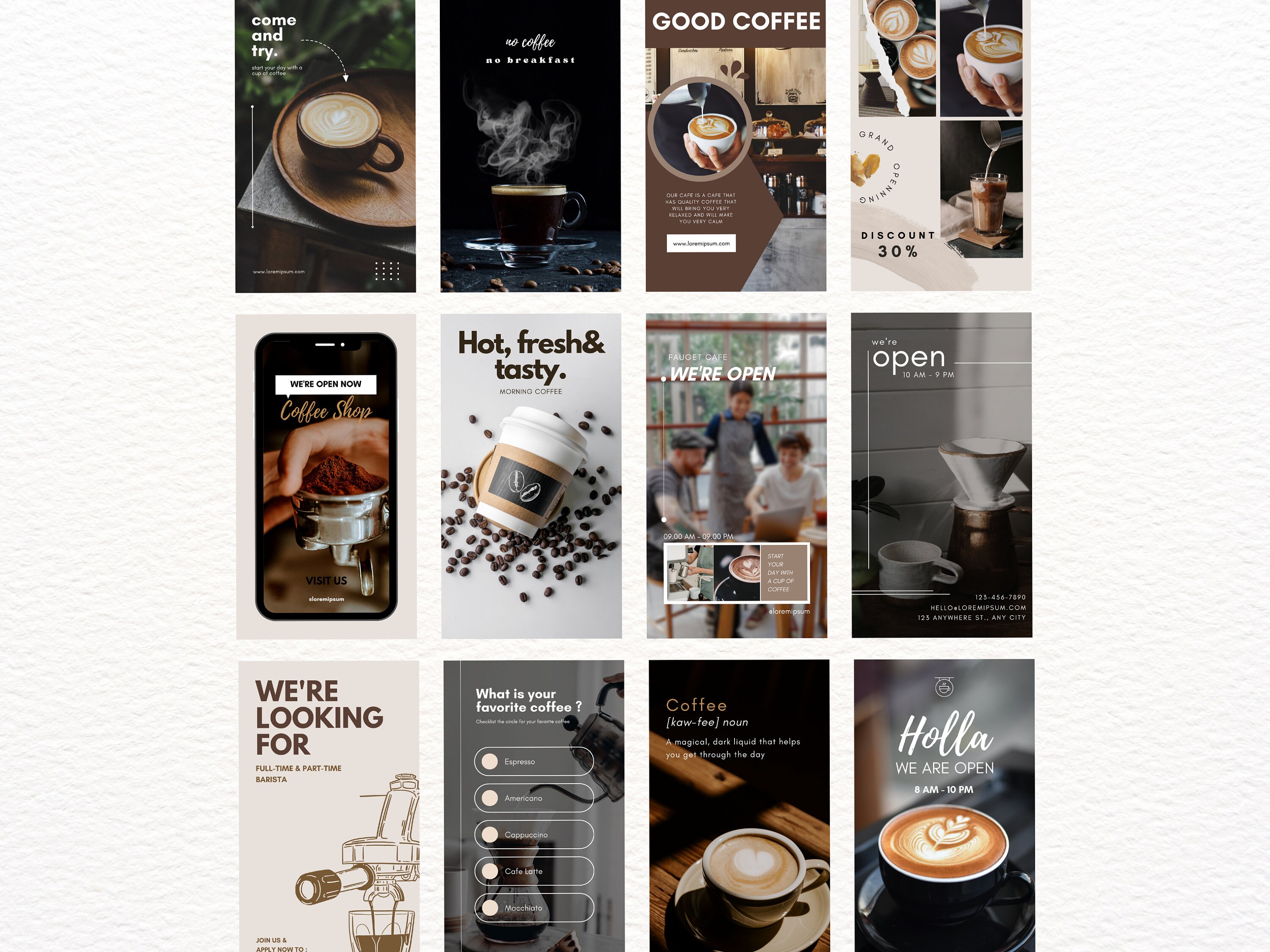 80 Coffee Shop Instagram Stories Canva Templates Coffee House Social ...