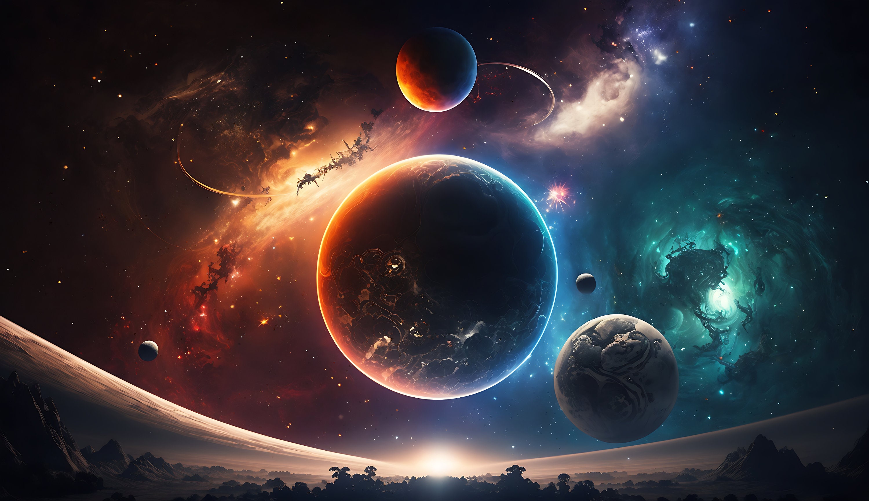 Galaxy Desktop Wallpaper, Widescreen Digital Bundle, Space Art, Cosmos ...