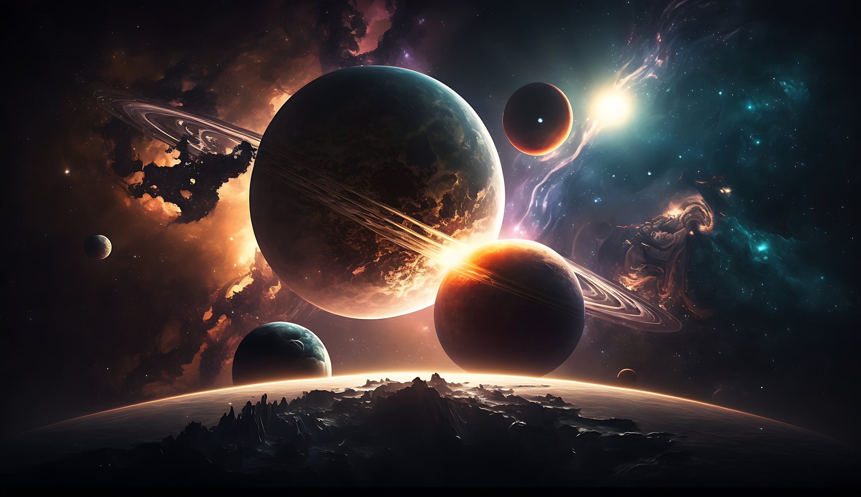 Galaxy Desktop Wallpaper, Widescreen Digital Bundle, Space Art, Cosmos ...