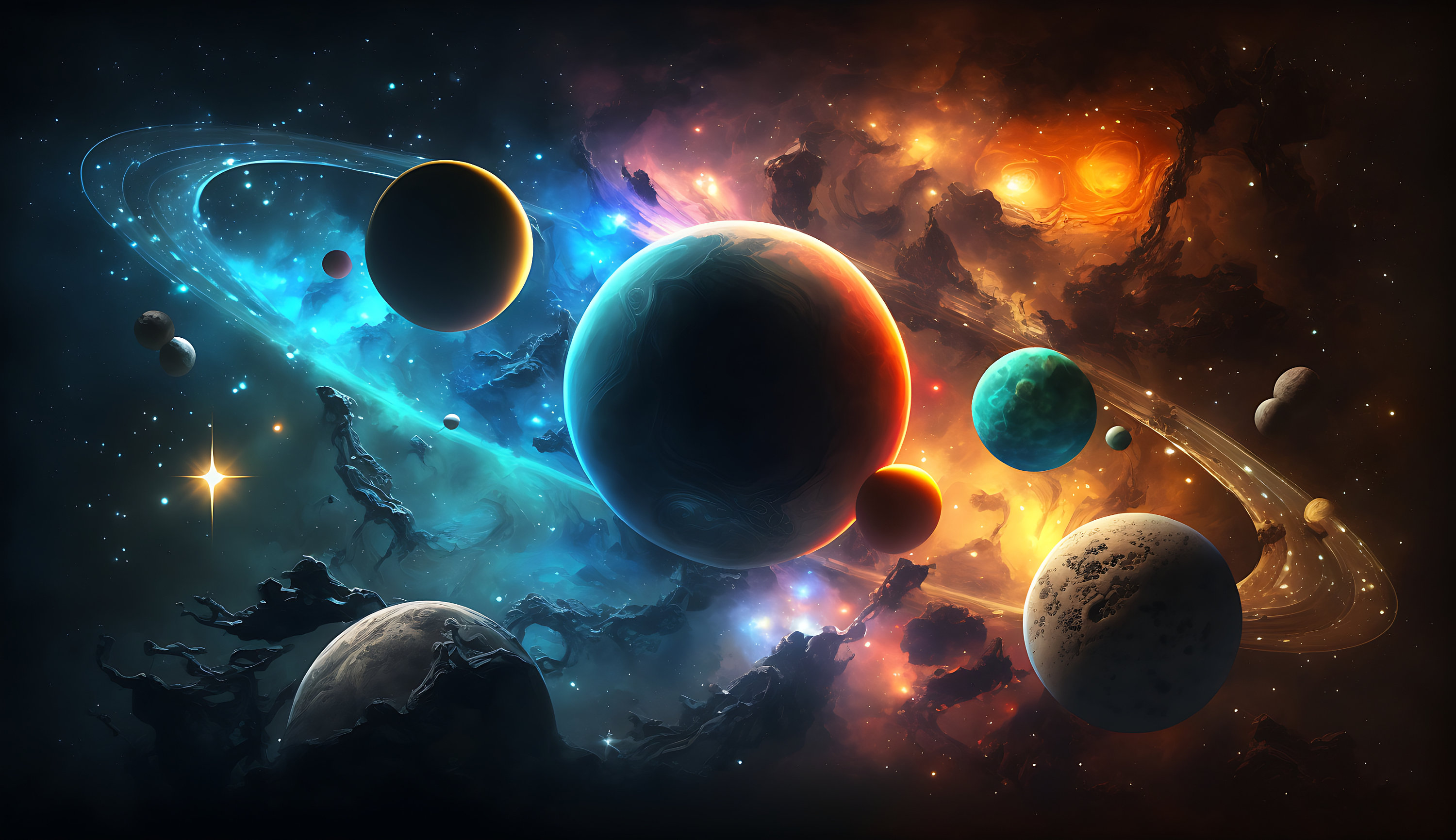 Galaxy Desktop Wallpaper, Widescreen Digital Bundle, Space Art, Cosmos ...