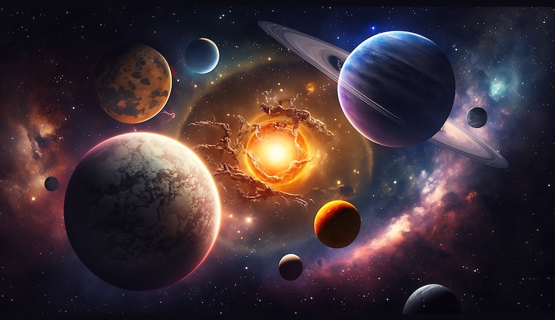 Galaxy Desktop Wallpaper, Widescreen Digital Bundle, Space Art, Cosmos ...