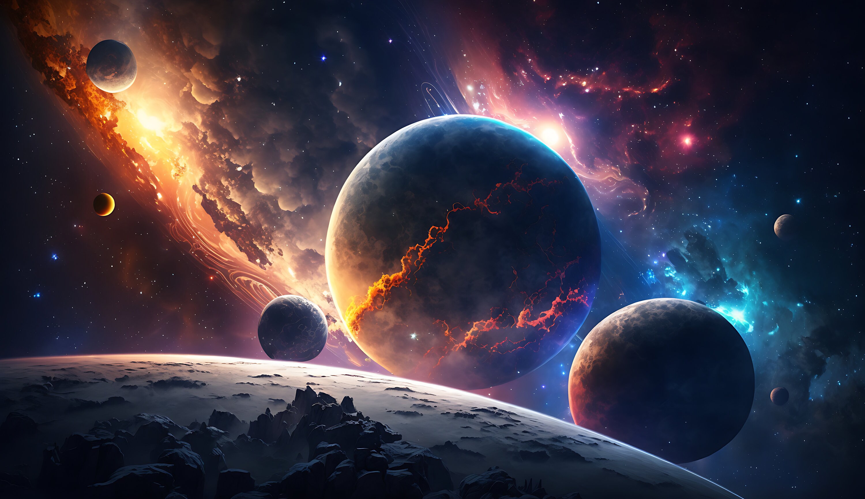 Galaxy Desktop Wallpaper, Widescreen Digital Bundle, Space Art, Cosmos ...