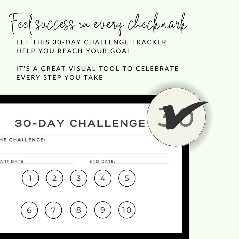 30 Day Challenge | Goal Setting, Motivation Progress Tracker, Habit ...