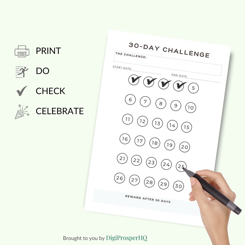 30 Day Challenge | Goal Setting, Motivation Progress Tracker, Habit ...