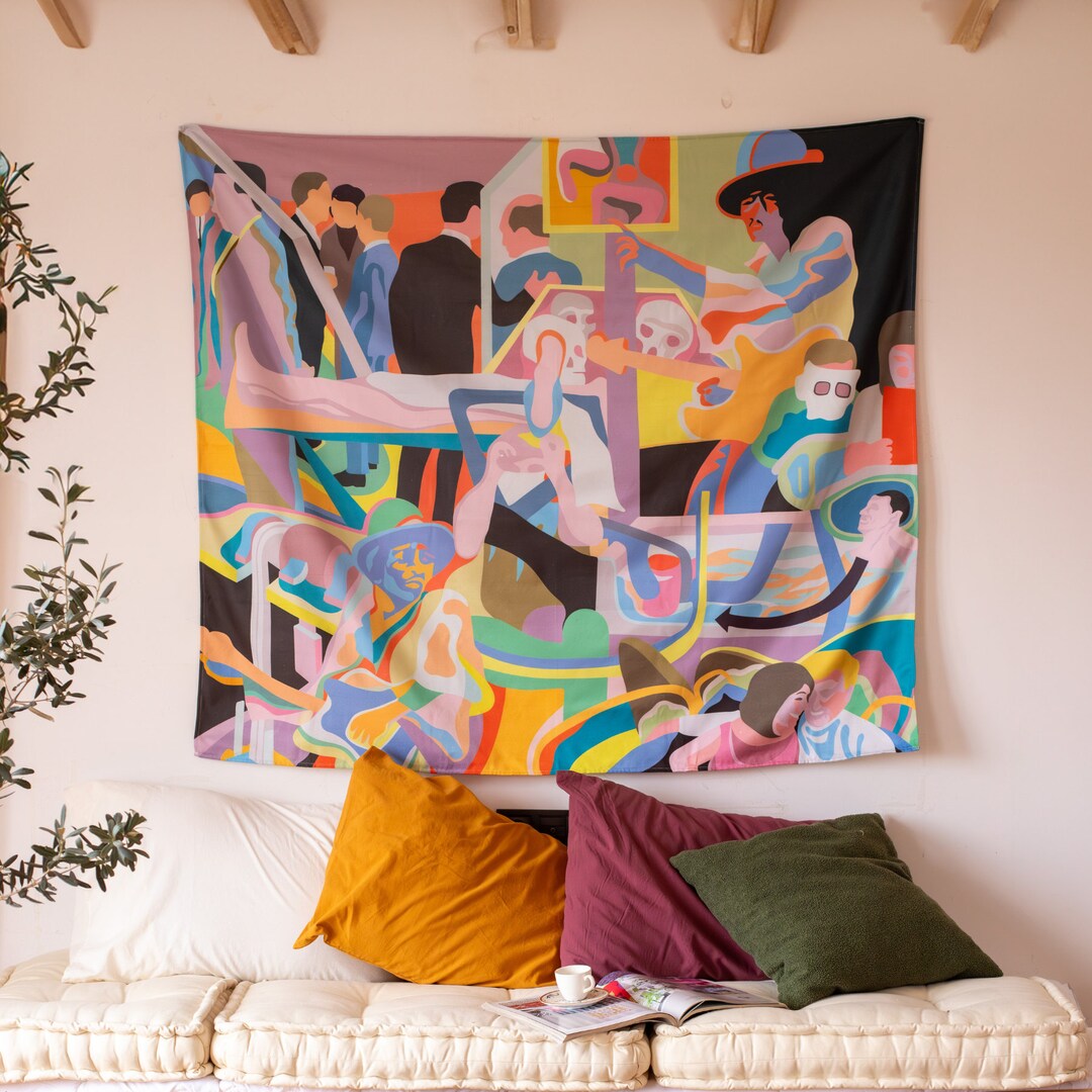 Colorful Tapestry, Wall Hanging Decor, Fabric Wall Art - Etsy
