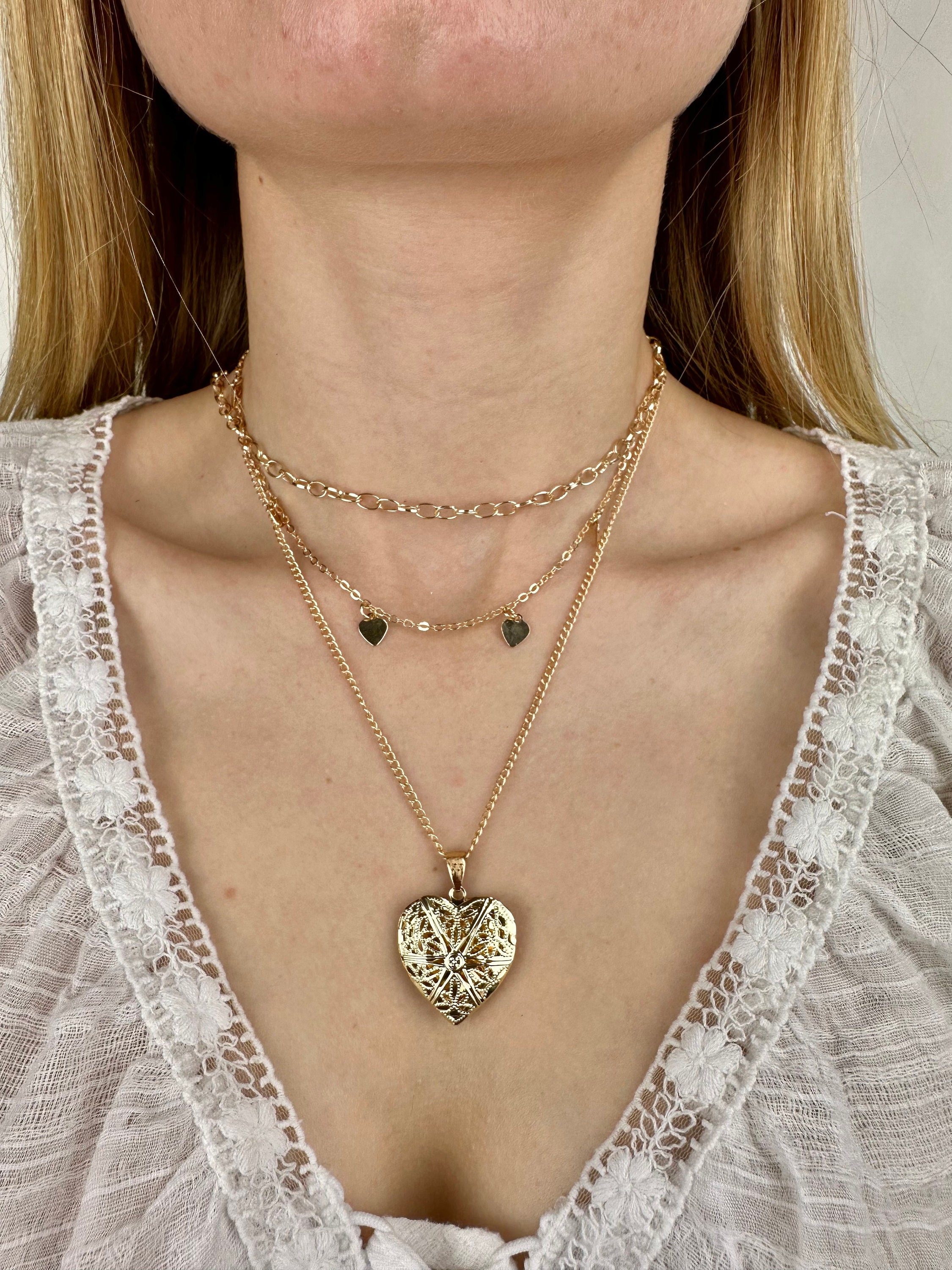 Appealing Two Pieces Necklace With Heart Pendants - Etsy