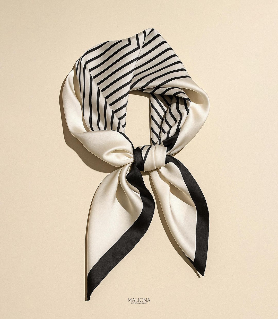 Black and White Striped Square Scarf, Silk Feel Bandana - Etsy