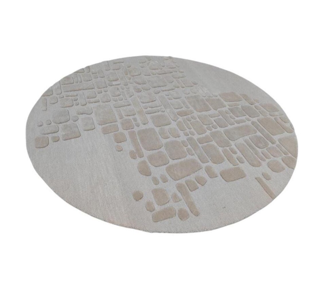 Pebble Maze Luxe Round Rug – Modern Neutral Textured Carpet - Etsy