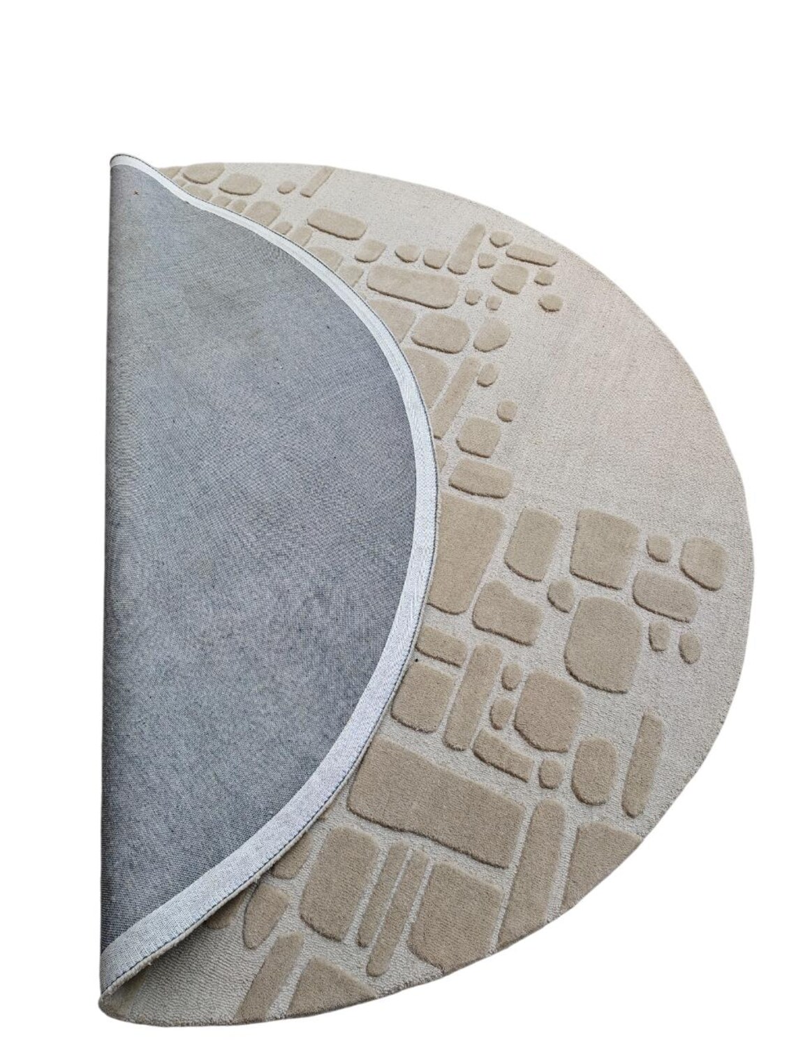 Pebble Maze Luxe Round Rug – Modern Neutral Textured Carpet - Etsy
