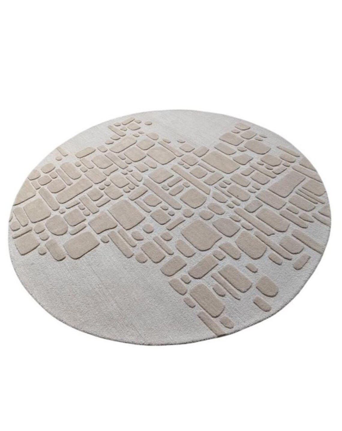Pebble Maze Luxe Round Rug – Modern Neutral Textured Carpet - Etsy