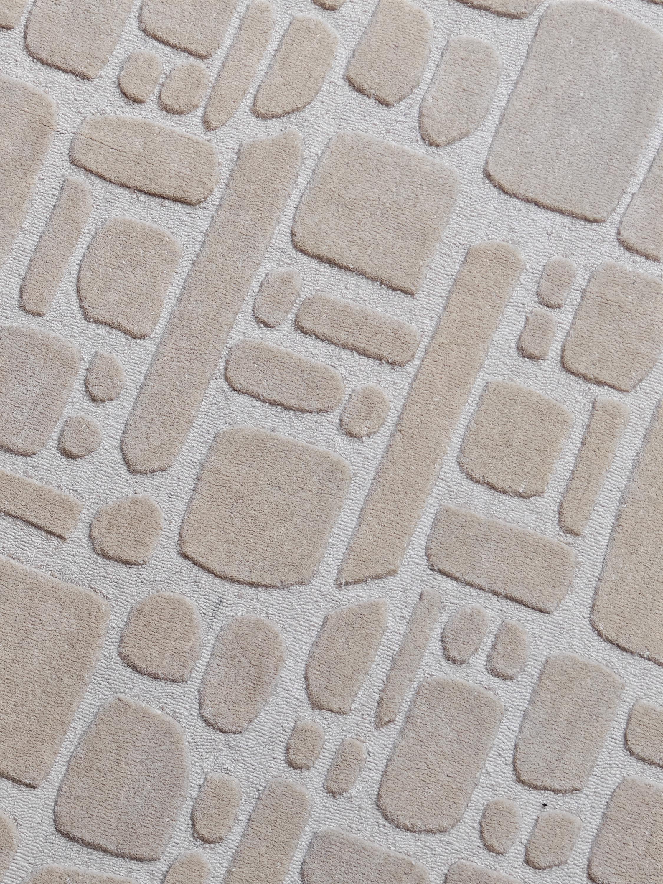 Pebble Maze Luxe Round Rug – Modern Neutral Textured Carpet - Etsy