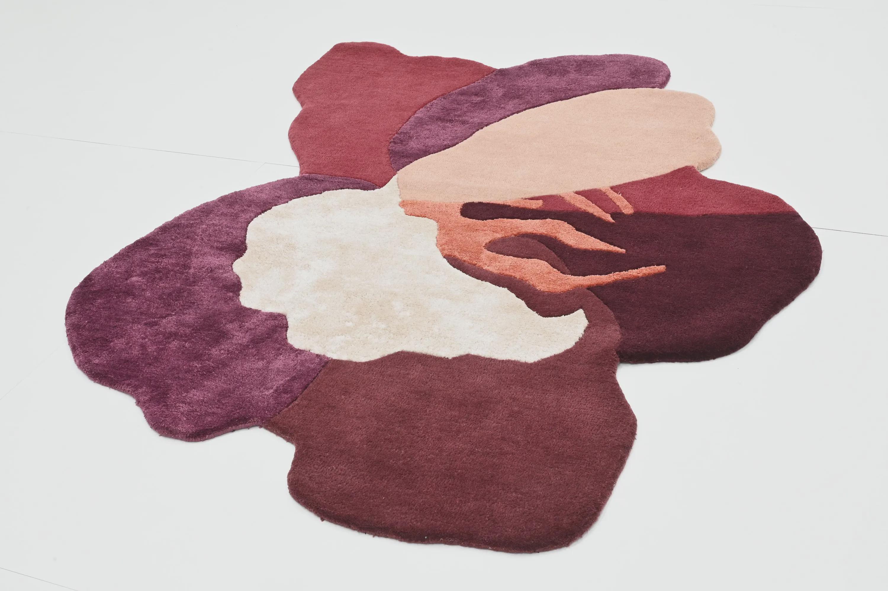 Floral Abstract Irregular Shape Rug – Hand-tufted Modern Art Carpet in ...