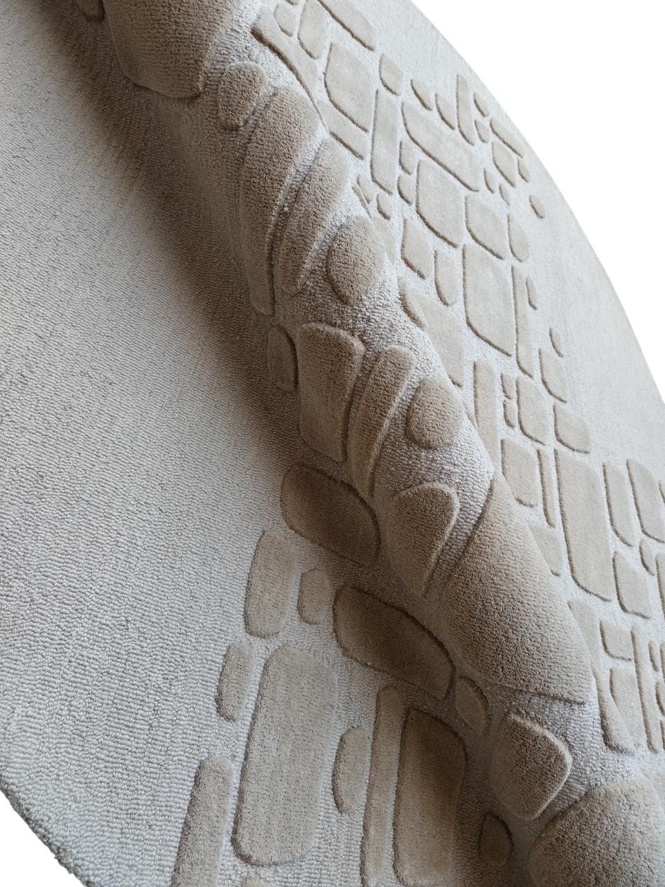 Pebble Maze Luxe Round Rug – Modern Neutral Textured Carpet - Etsy