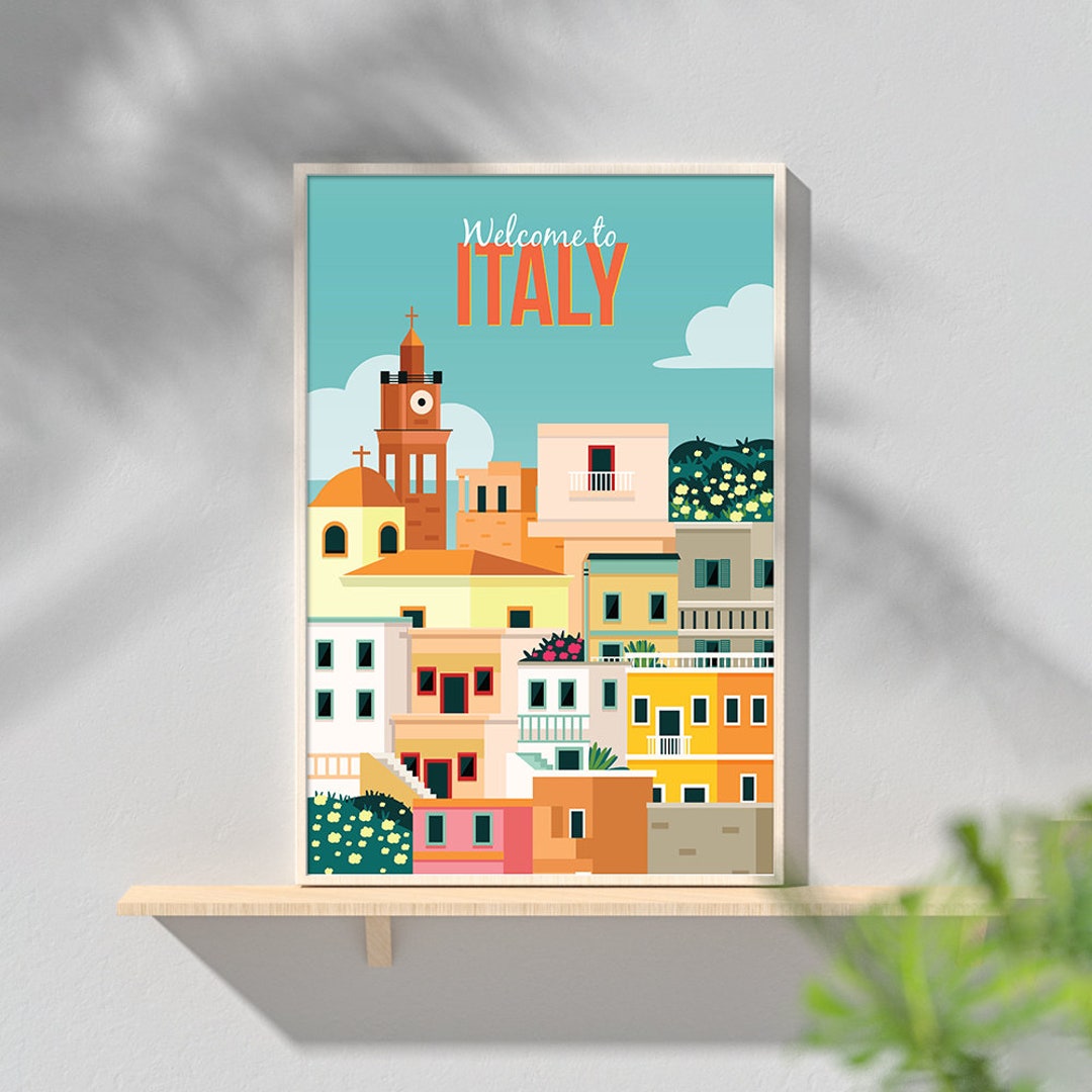 ITALY Retro World Famous City Posters High Quality Silk Art - Etsy
