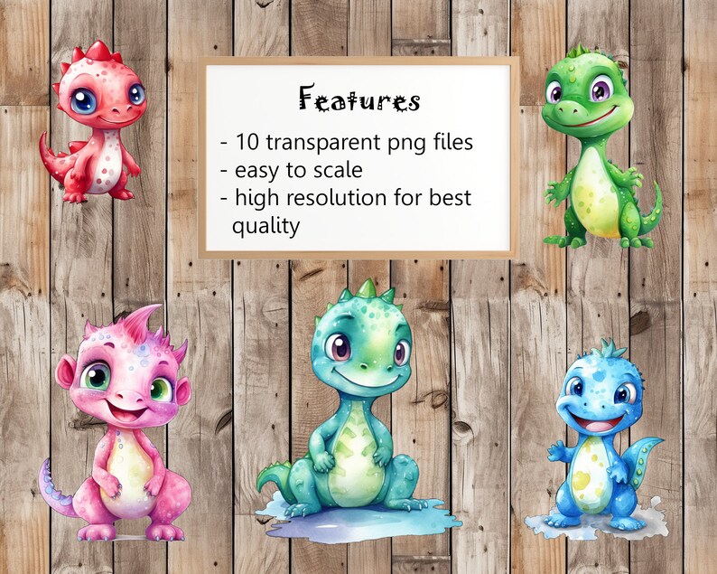 Watercolor Dinosaur Clipart, Dinosaur PNG, Nursery Clipart, Baby Dino ...