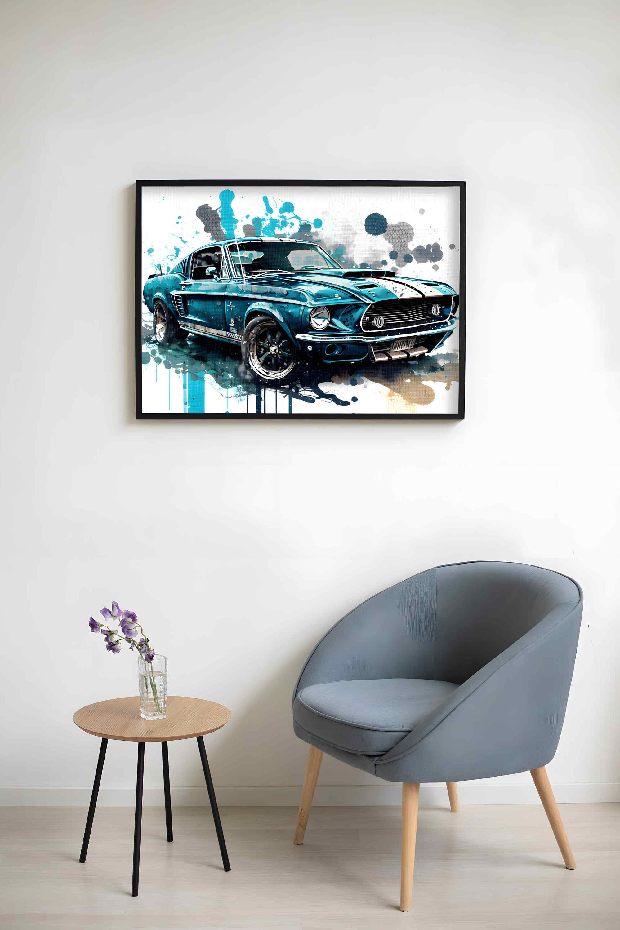 Blue Car Watercolor Wall Art Father's Day Gift Print Oldtimer Husband ...