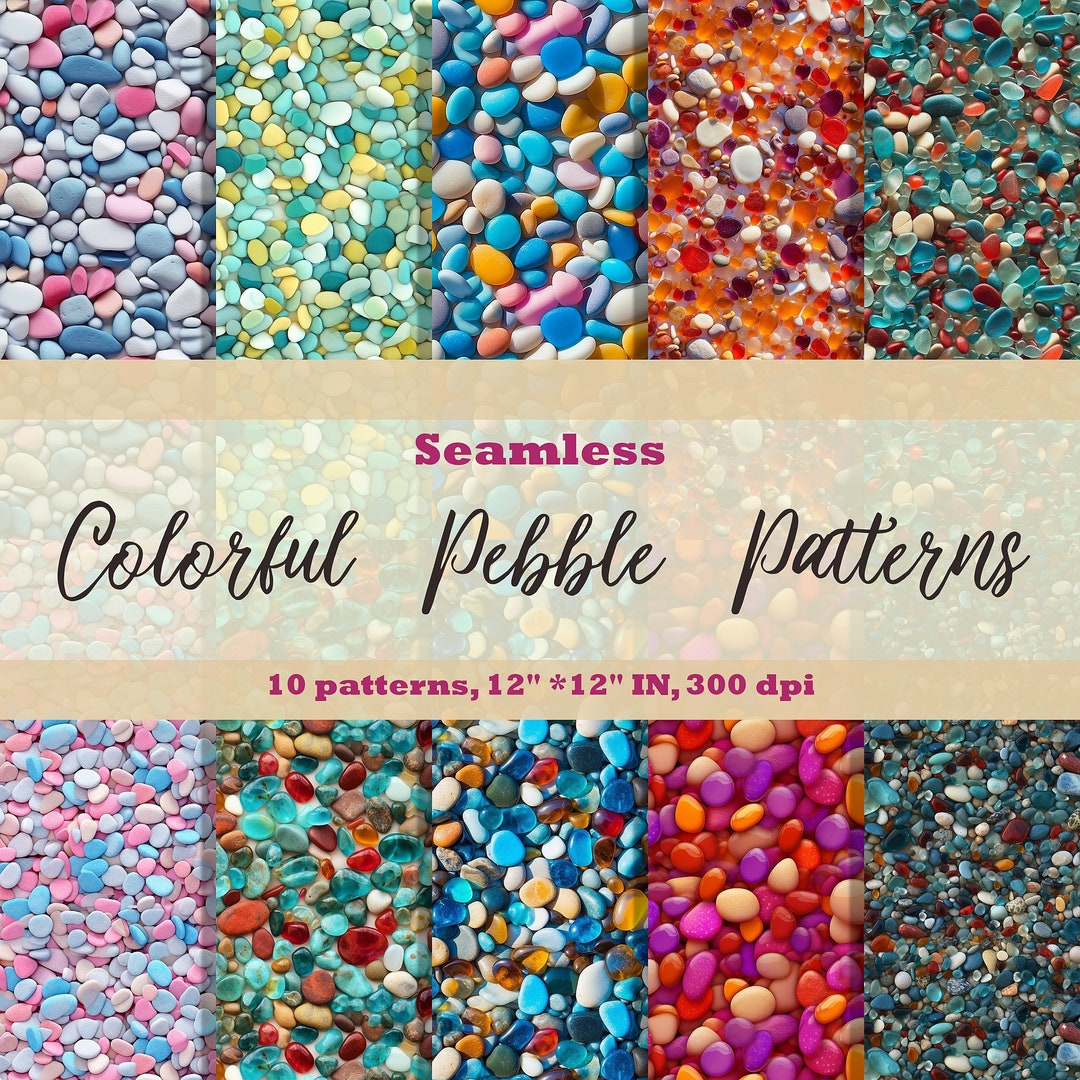 Colorful Pebbles Digital Seamless Paper, Beach Textures, Pebble Digital ...
