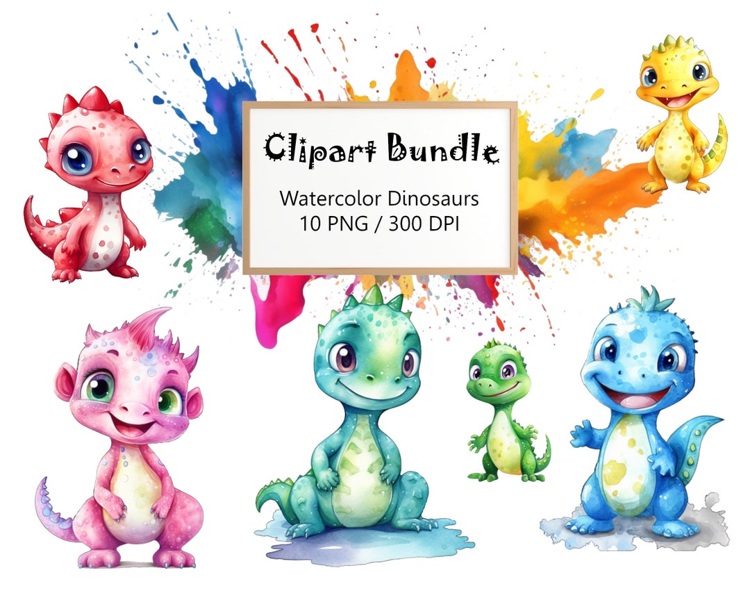 Watercolor Dinosaur Clipart Dinosaur PNG Nursery Clipart - Etsy