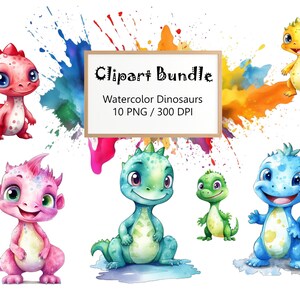 Watercolor Dinosaur Clipart Dinosaur PNG Nursery Clipart - Etsy
