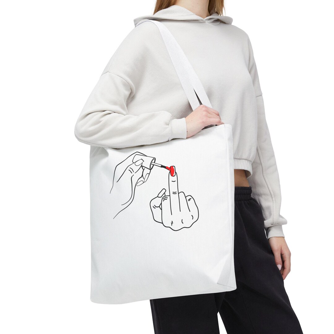Feminist Tote Feminism Bag Nail Polish Middle Finger Art Tote Girl ...