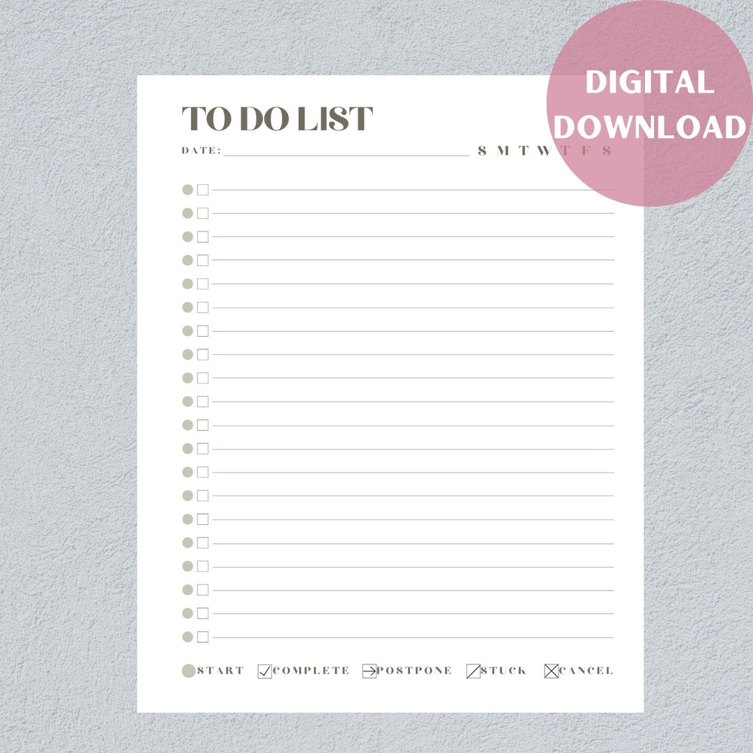 Minimalist to Do List Printable | Daily Do Do List, Printable to Do ...