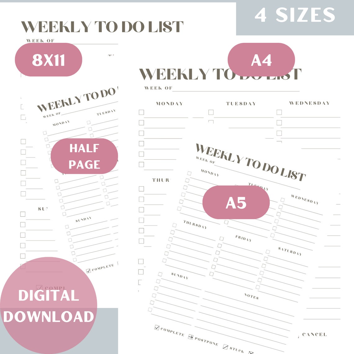 Weekly to Do List Printable Printable to Do List, Organizational Tools ...
