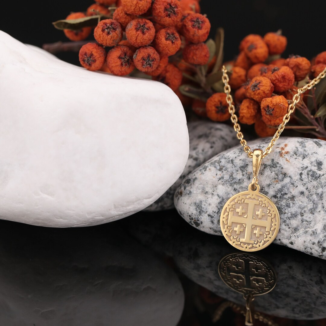 14K Solid Gold Templar Knight Necklace, Crusader Necklace, Crusader ...