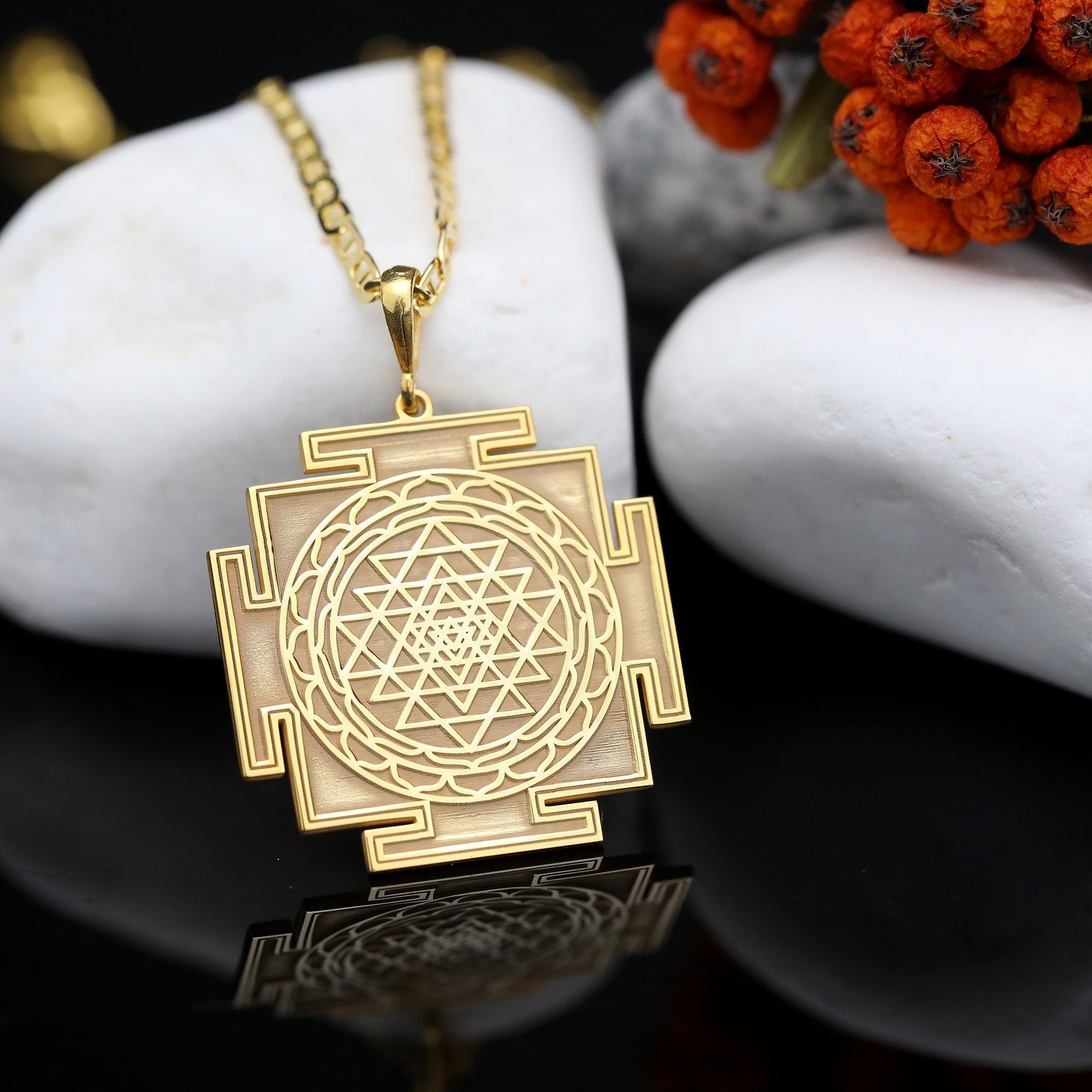 14k Gold Sri Yantra Necklace Spiritual Necklace Sacred - Etsy