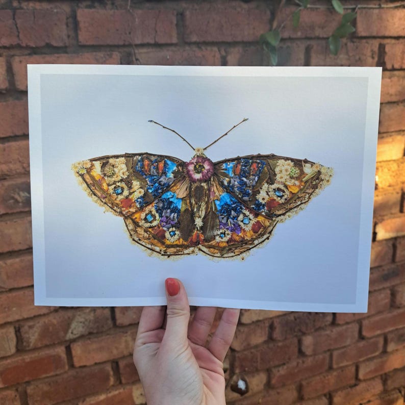 Pressed Flower Butterfly Art Print Natural Whimsical Floral Artwork ...
