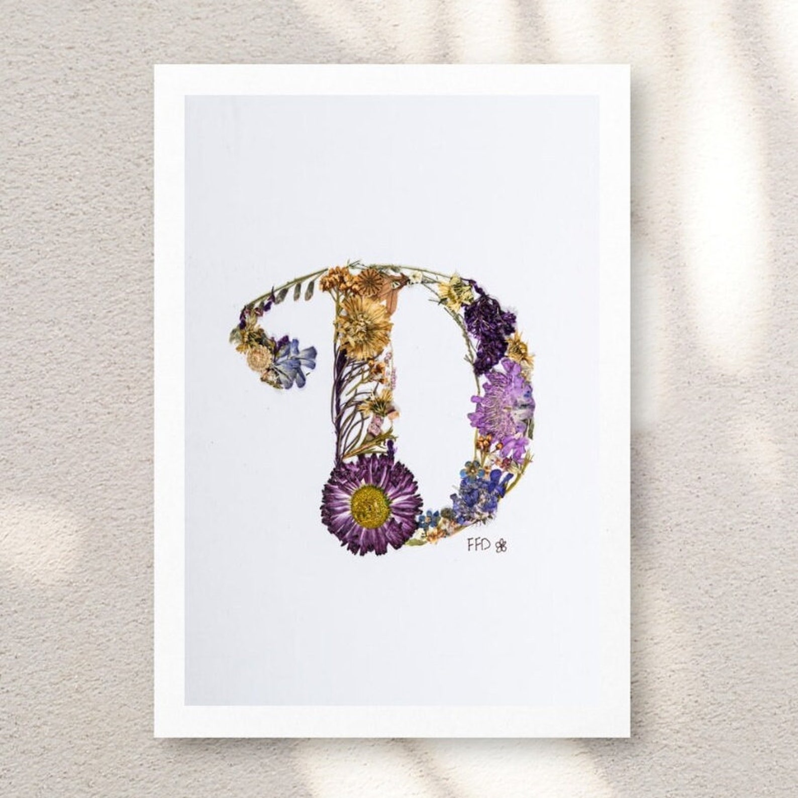 Pressed Flower Letter Art Print Natural Floral Room Decor Aesthetic ...