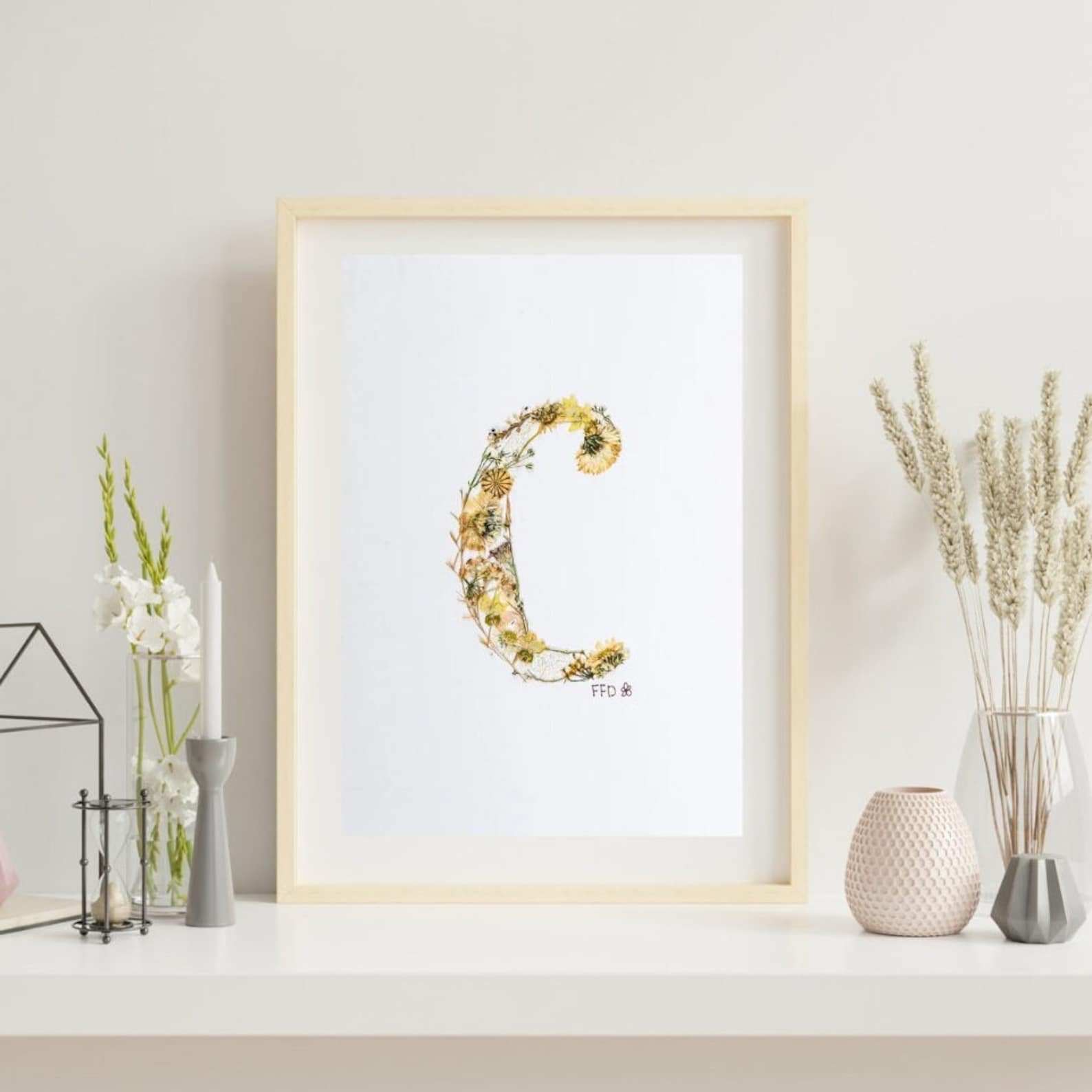 Pressed Flower Letter Art Print Natural Floral Room Decor Aesthetic ...