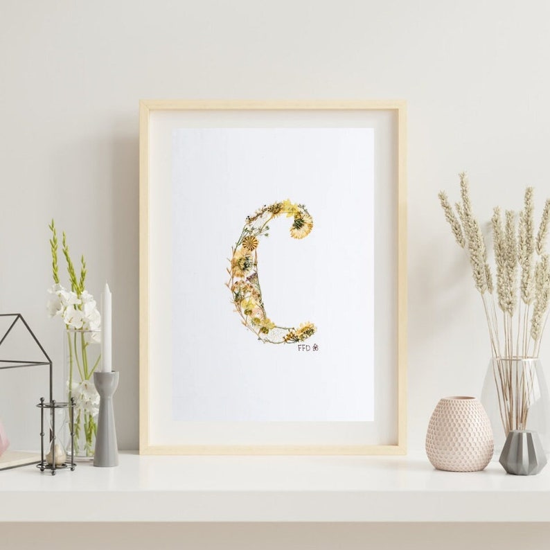 Pressed Flower Letter Art Print Natural Floral Room Decor Aesthetic ...