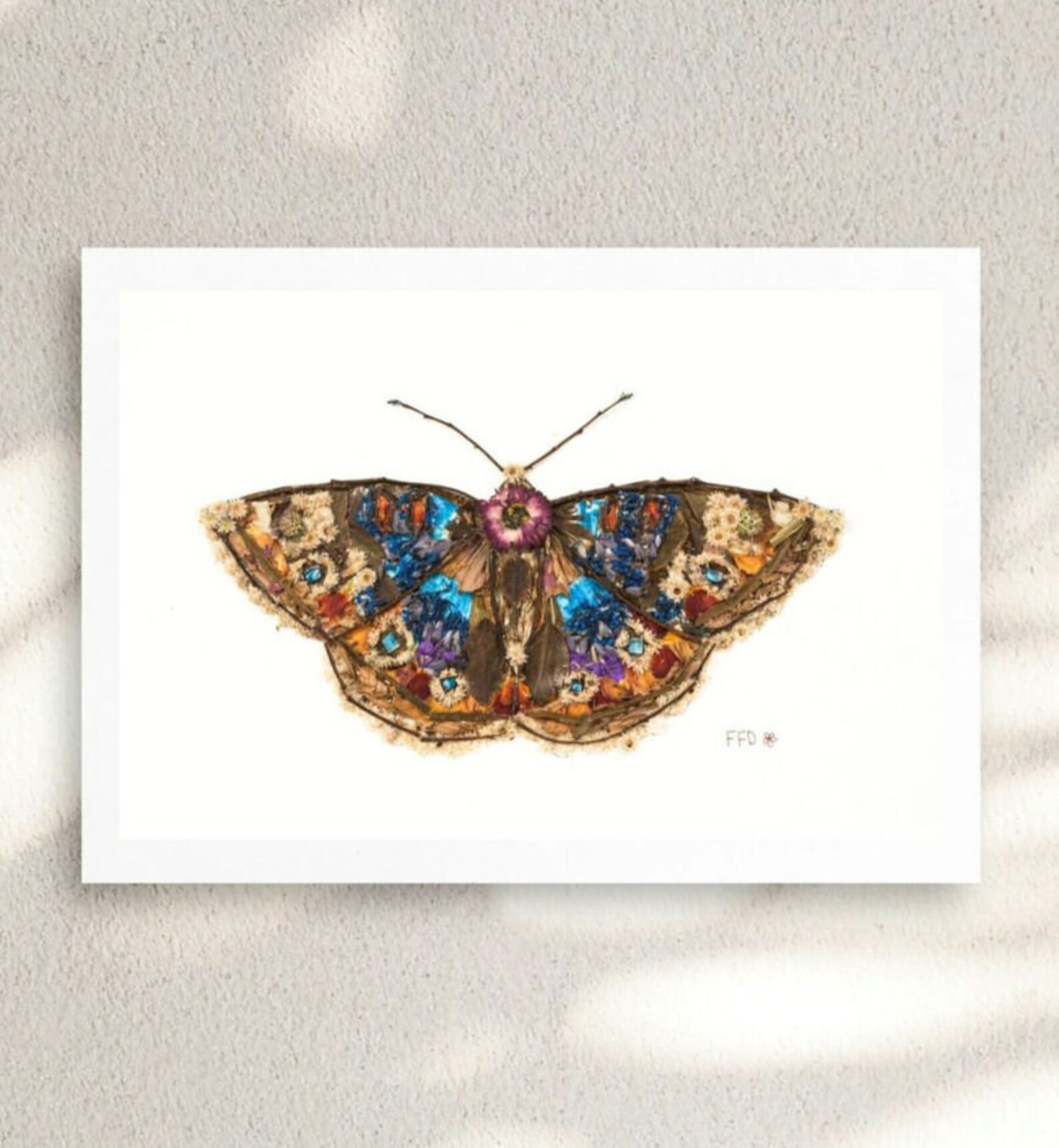 Pressed Flower Butterfly Art Print Natural Whimsical Floral Artwork ...