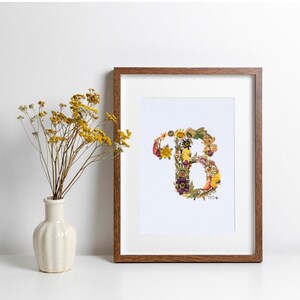 Pressed Flower Letter Art Print Natural Floral Room Decor Aesthetic ...