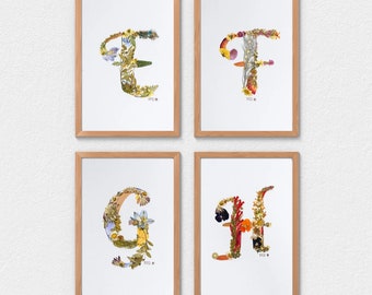 Pressed Flower Letter Art Print Natural Floral Room Decor Aesthetic ...