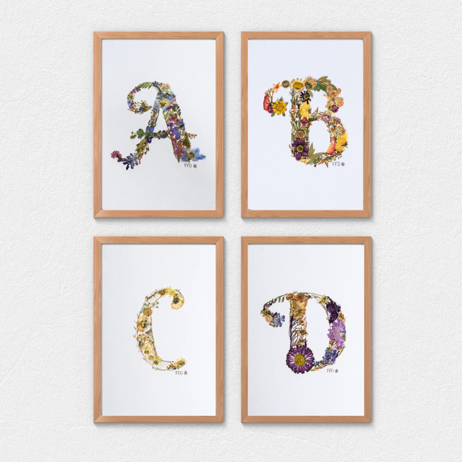 Pressed Flower Letter Art Print Natural Floral Room Decor Aesthetic ...