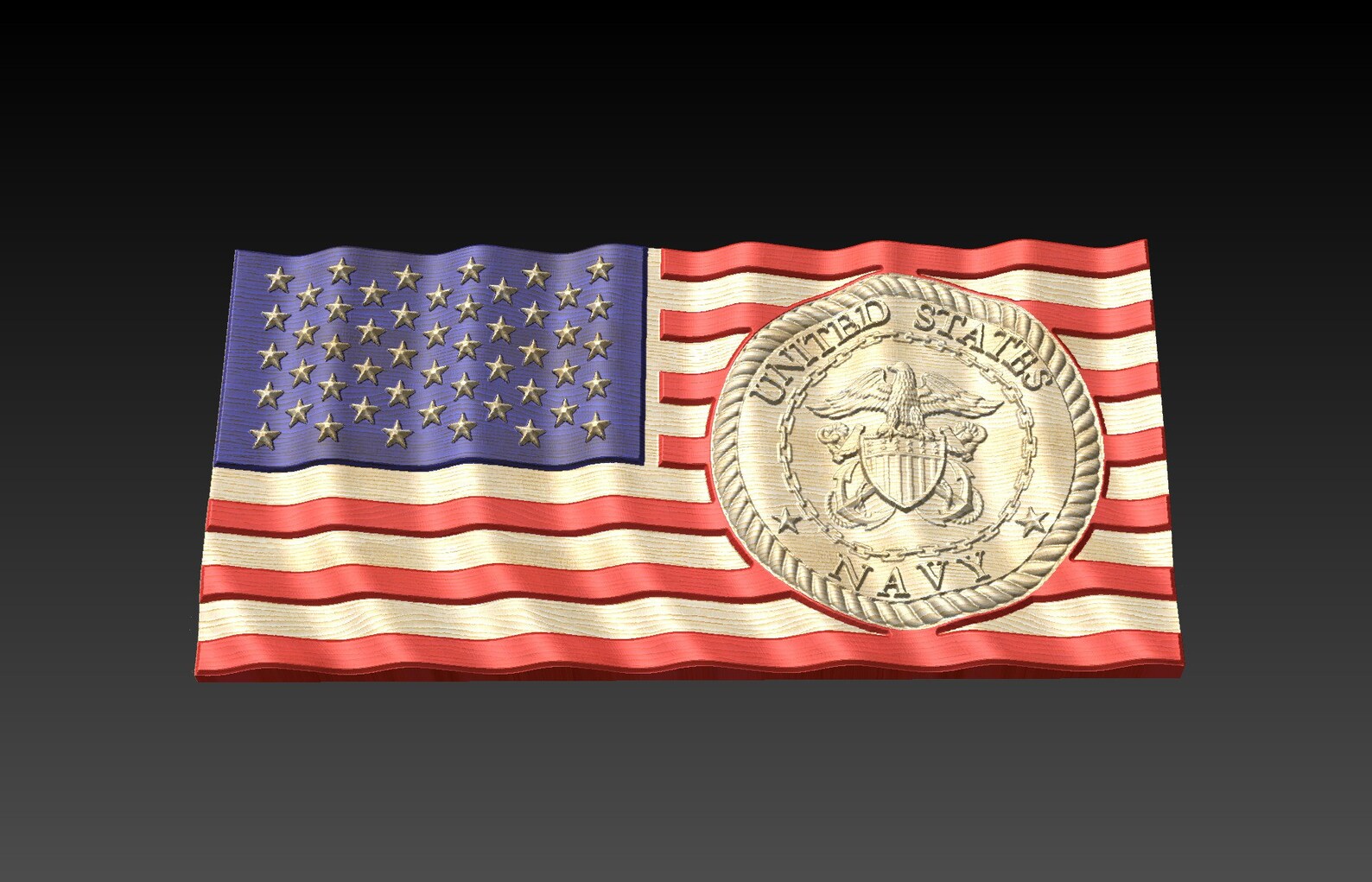 Wavy United States Navy Flag, Wavy Flag .STL File for Aspire, Carveco ...