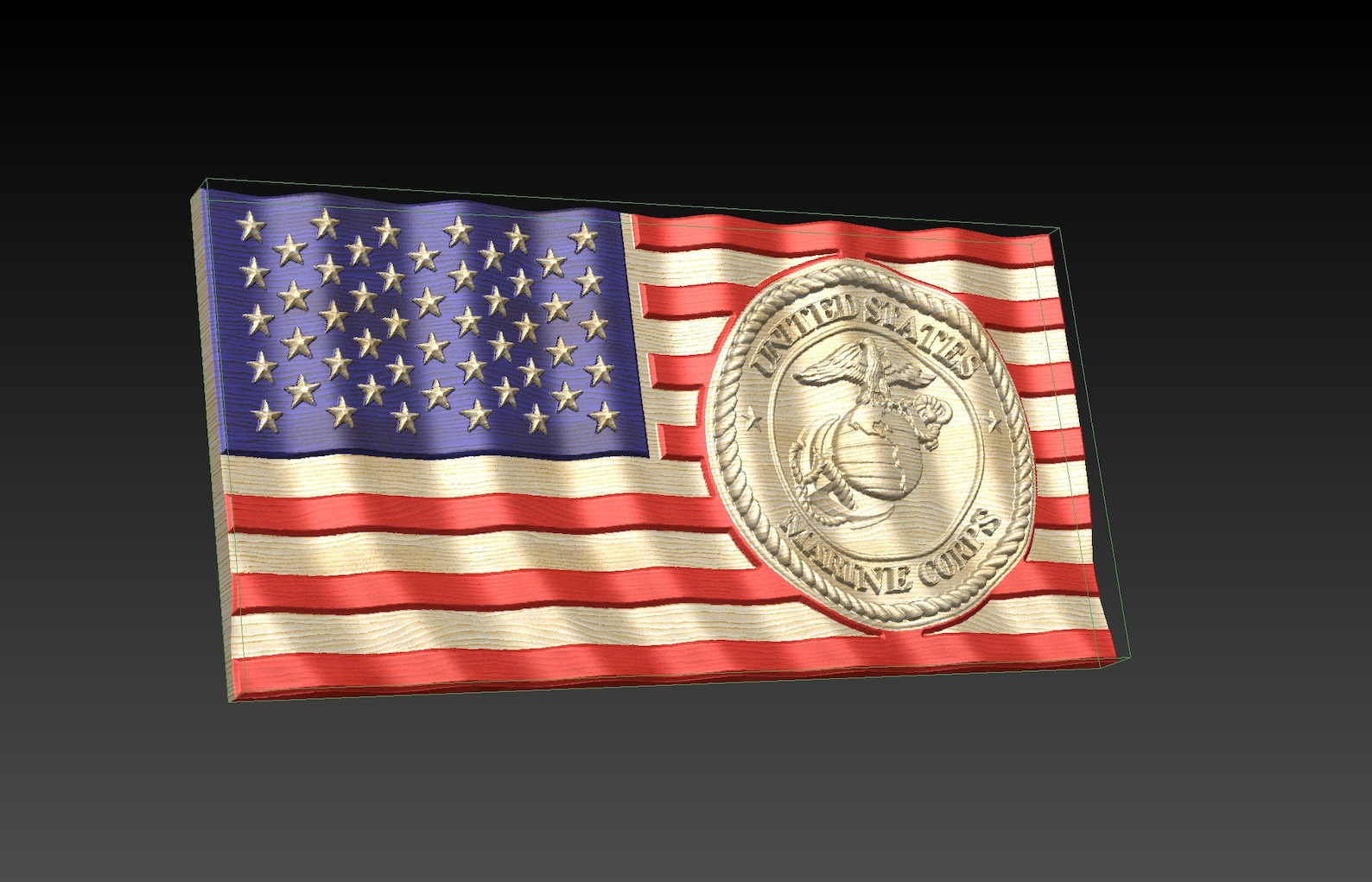 Wavy Marine Corps Flag, Wavy Flag .STL File for Aspire, Carveco, Artcam ...