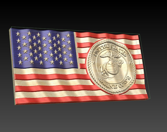 Wavy Marine Corps Flag, Wavy Flag .STL File for Aspire, Carveco, Artcam ...