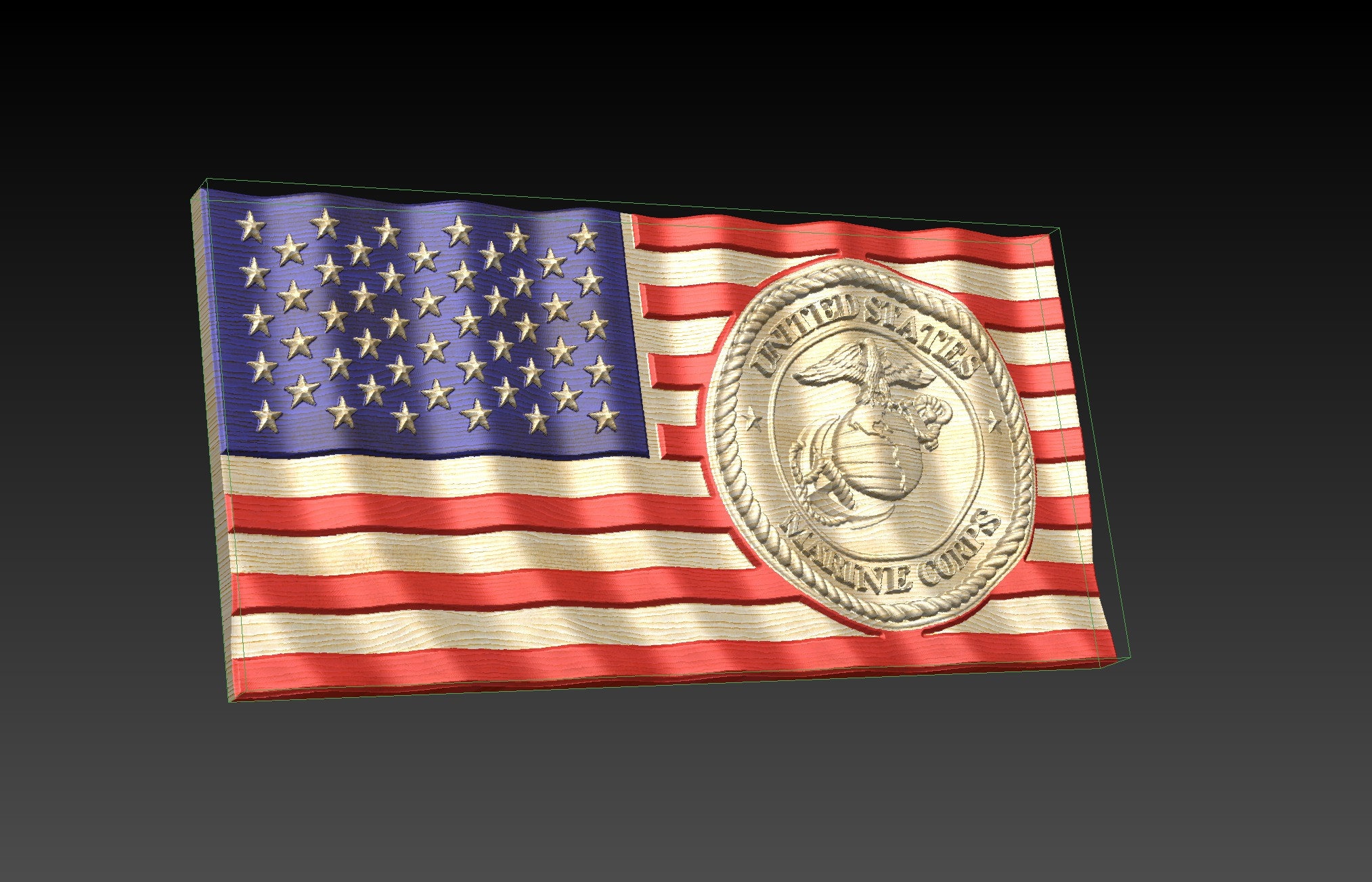 Wavy Marine Corps Flag, Wavy Flag .STL File for Aspire, Carveco, Artcam ...