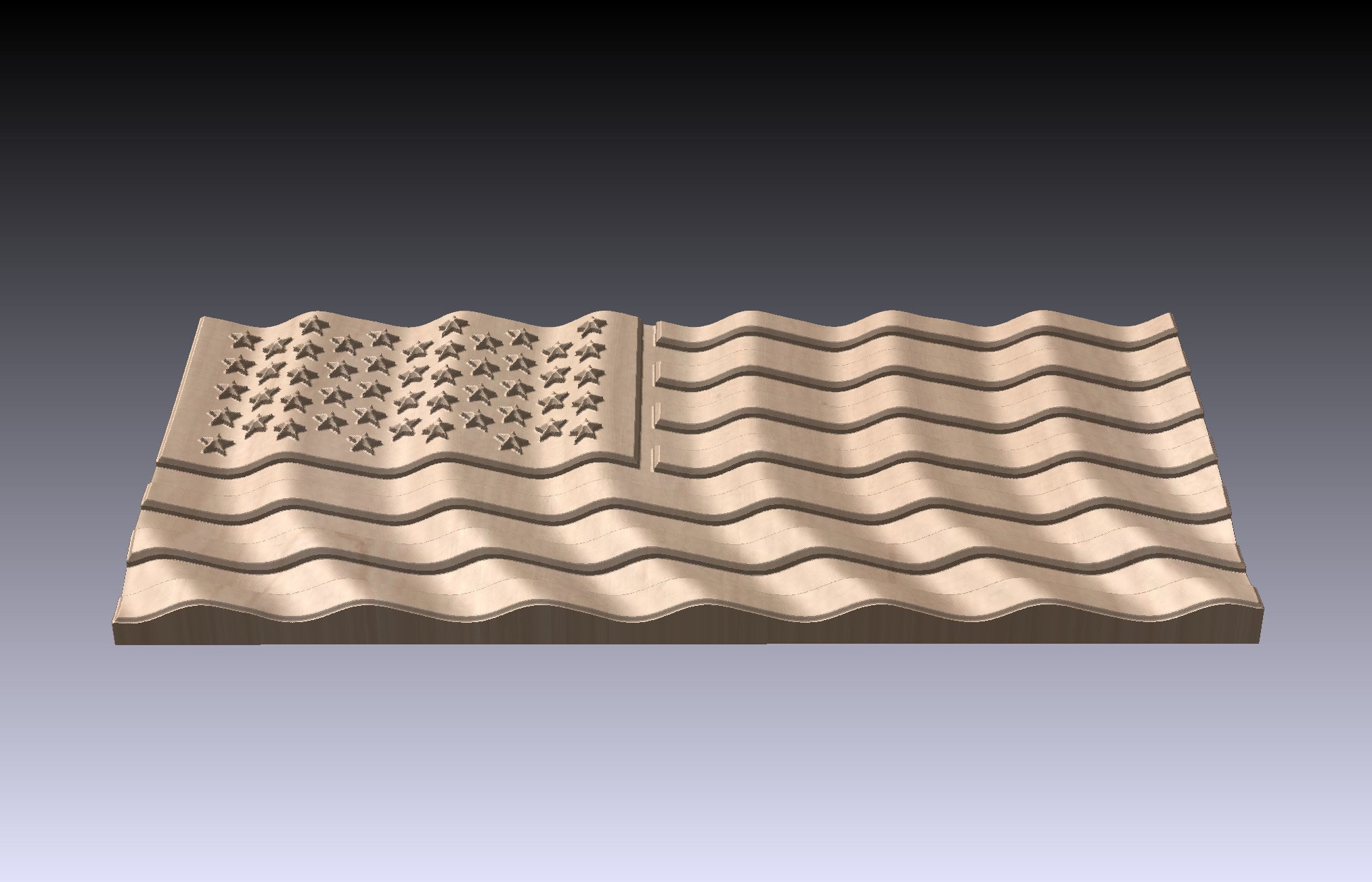 Wavy American Flag Wavy Flag .STL File for Aspire, Carveco, Artcam and ...