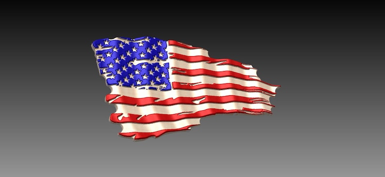 Tattered Wavy American Flag Wavy Flag .STL File for Aspire, Carveco ...