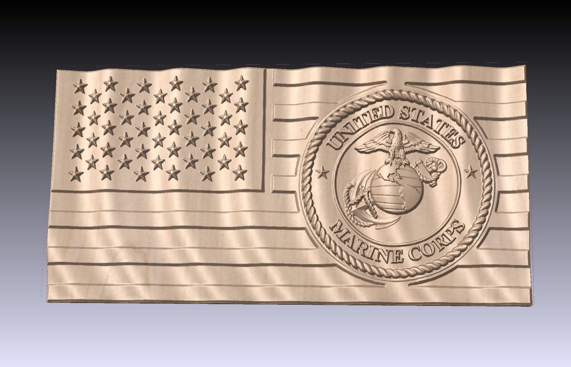 Wavy Marine Corps Flag, Wavy Flag .STL File for Aspire, Carveco, Artcam ...