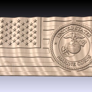 Wavy Marine Corps Flag, Wavy Flag .STL File for Aspire, Carveco, Artcam ...