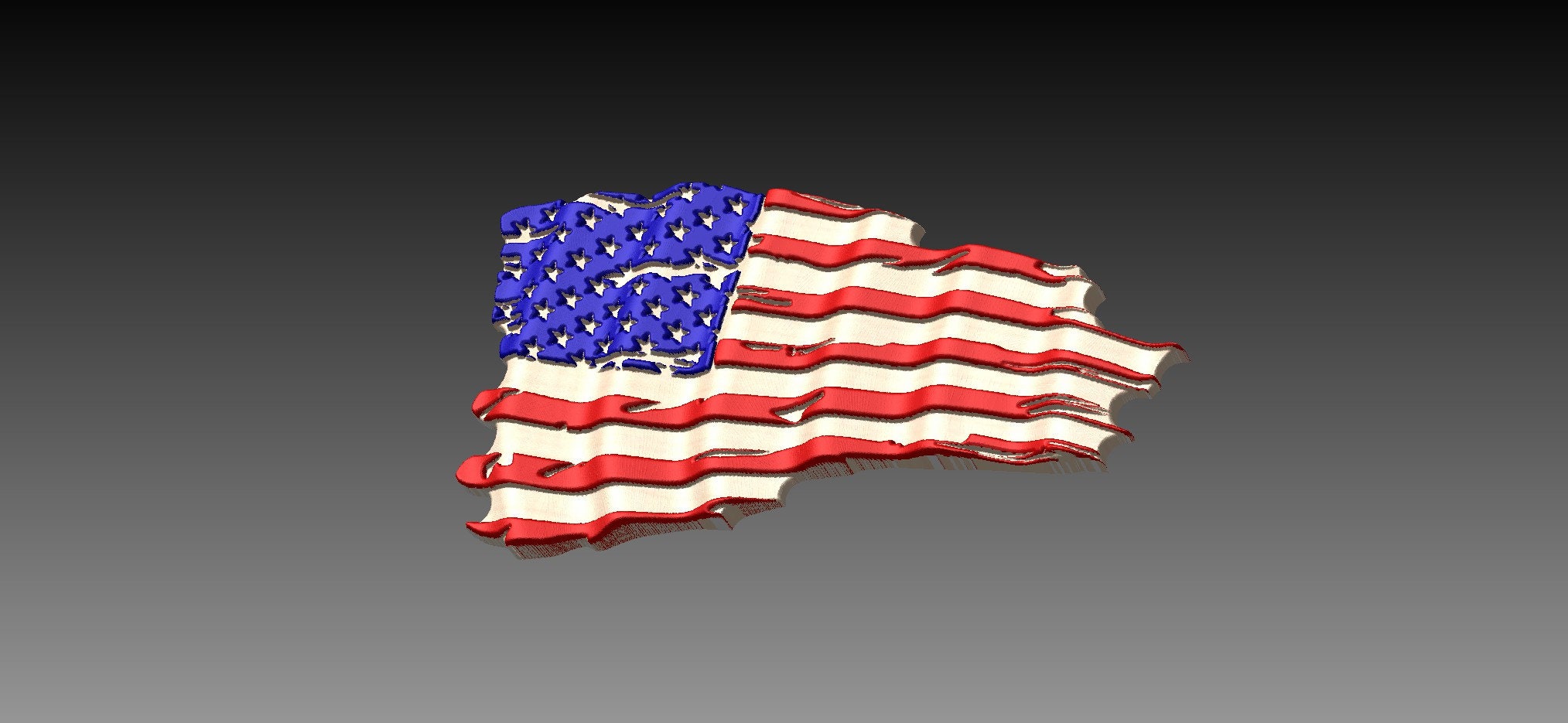 Tattered Wavy American Flag Wavy Flag .STL File for Aspire, Carveco ...