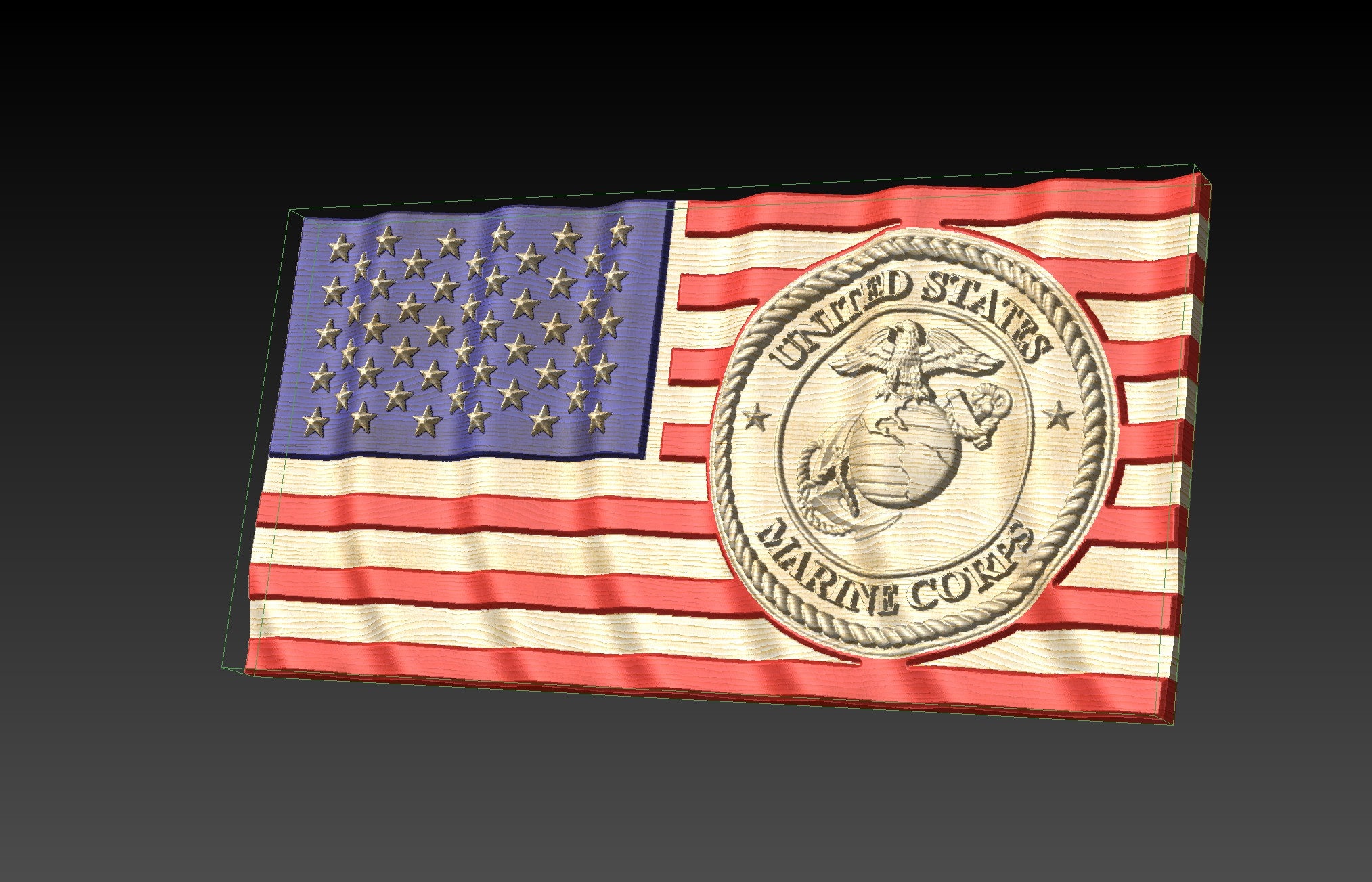 Wavy Marine Corps Flag, Wavy Flag .STL File for Aspire, Carveco, Artcam ...