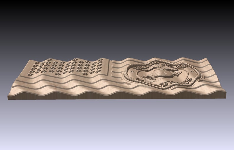 Wavy Marine Corps Flag, Wavy Flag .STL File for Aspire, Carveco, Artcam ...