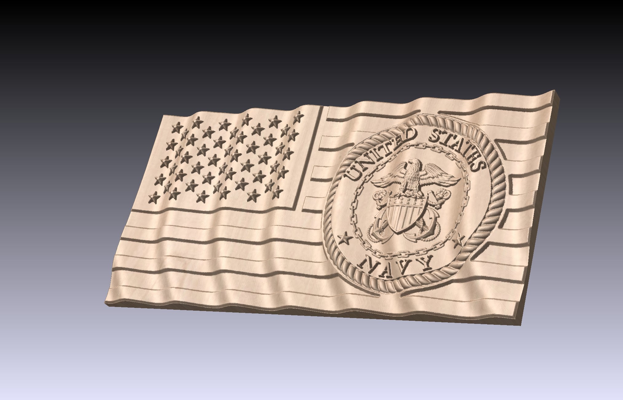 Wavy United States Navy Flag, Wavy Flag .STL File for Aspire, Carveco ...