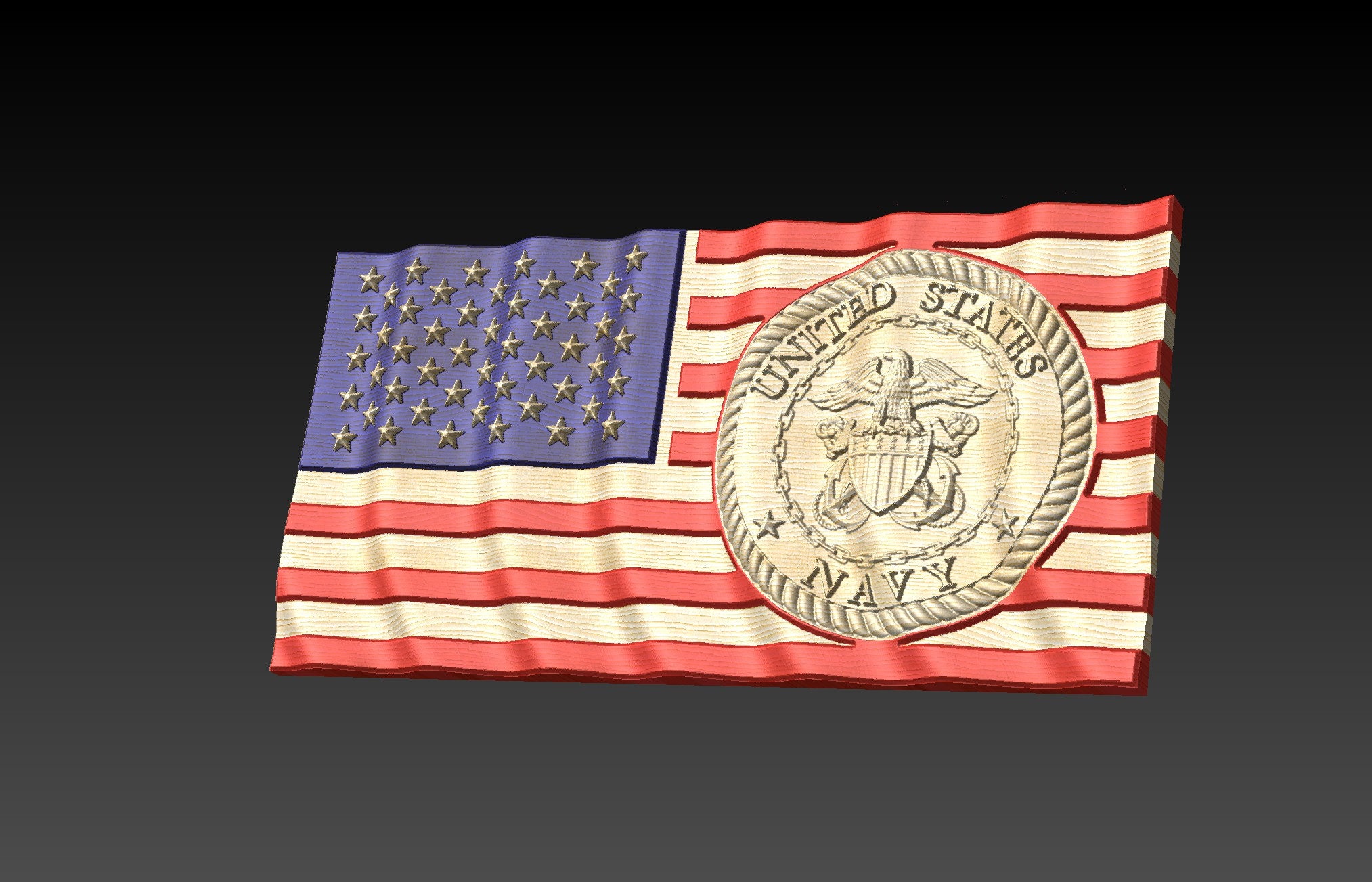 Wavy United States Navy Flag, Wavy Flag .STL File for Aspire, Carveco ...